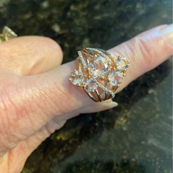 QVC | Jewelry | New Qvc 925 Sterling Rose Gold Overlay Crystal Ring 9 ...